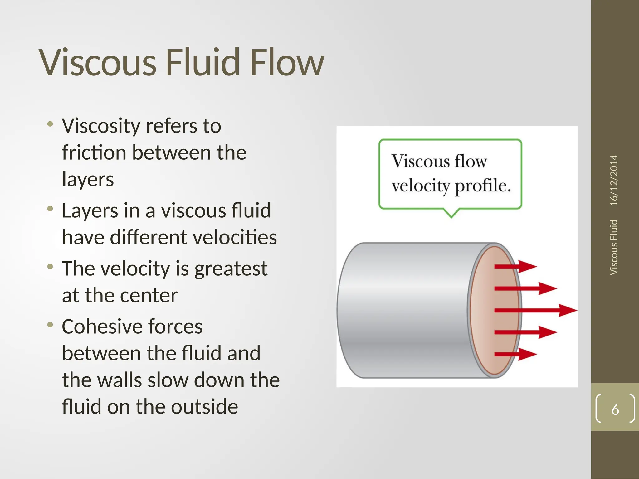 Viscosity refers to friction between the layers Layers in a viscous ...