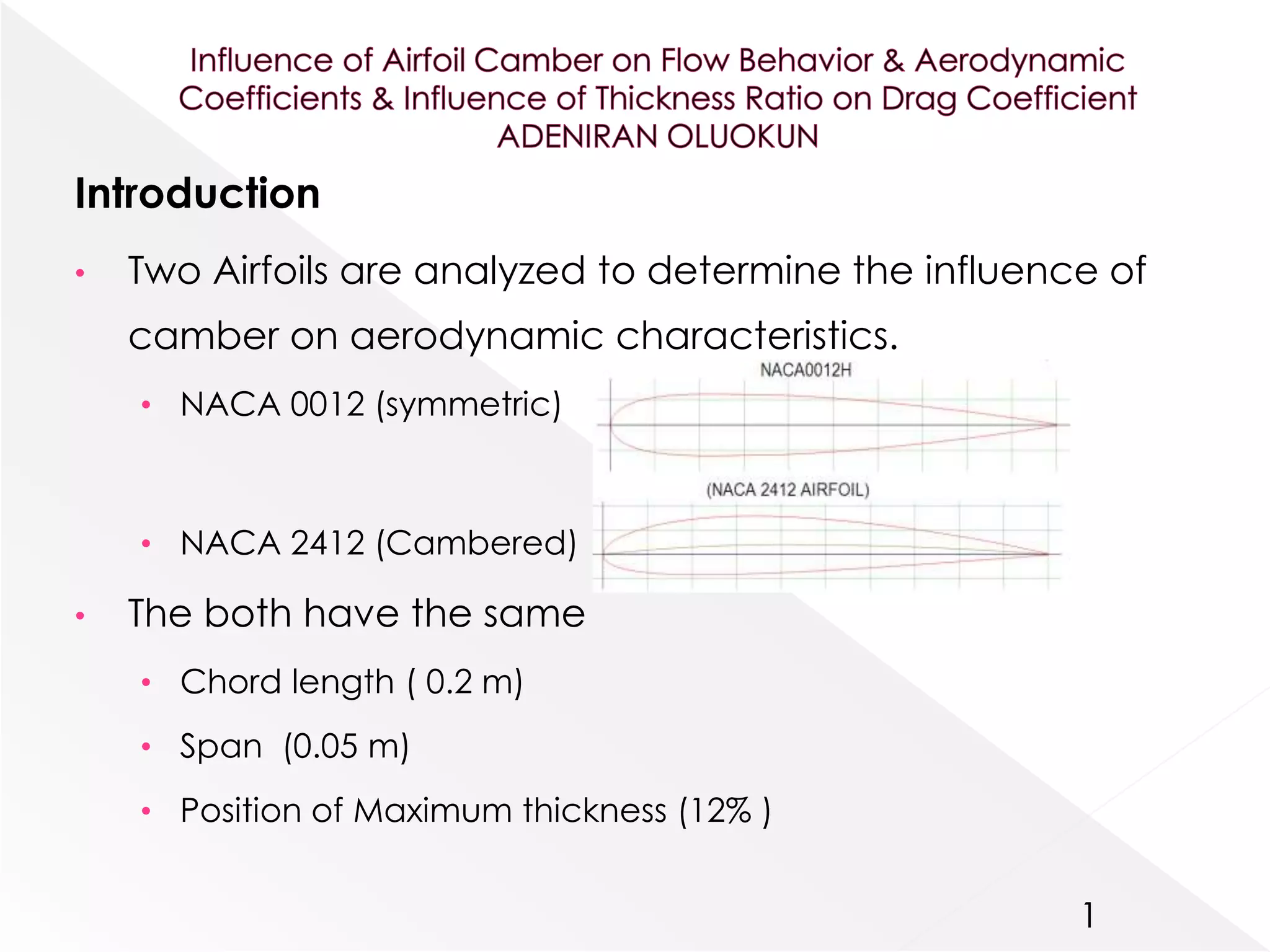 Influence of Airfoil Camber on Flow Behaviour & Aerodynamic co ...