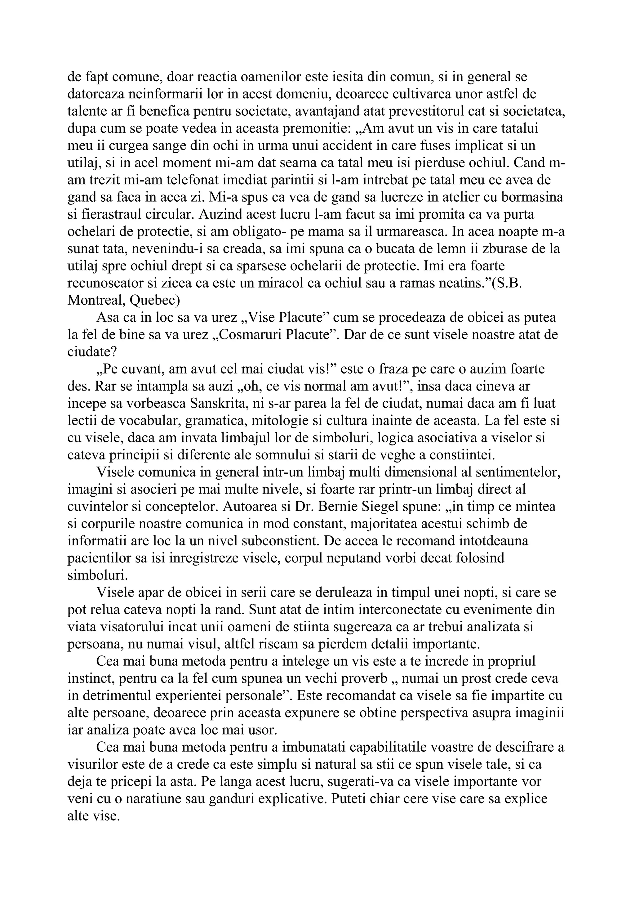 Visele si interpretarea lor | DOC