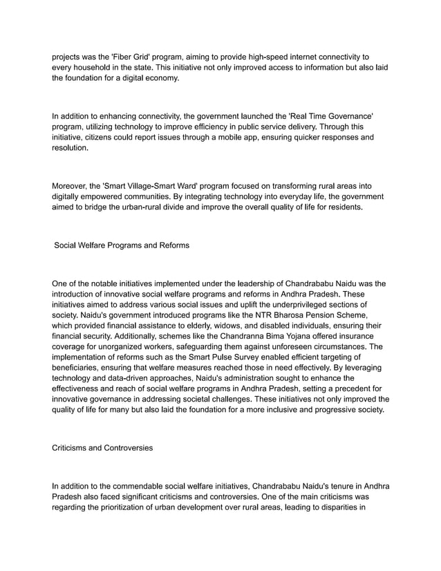 Transforming Andhra Pradesh: Chandrababu Naidu's Vision and Legacy | PDF