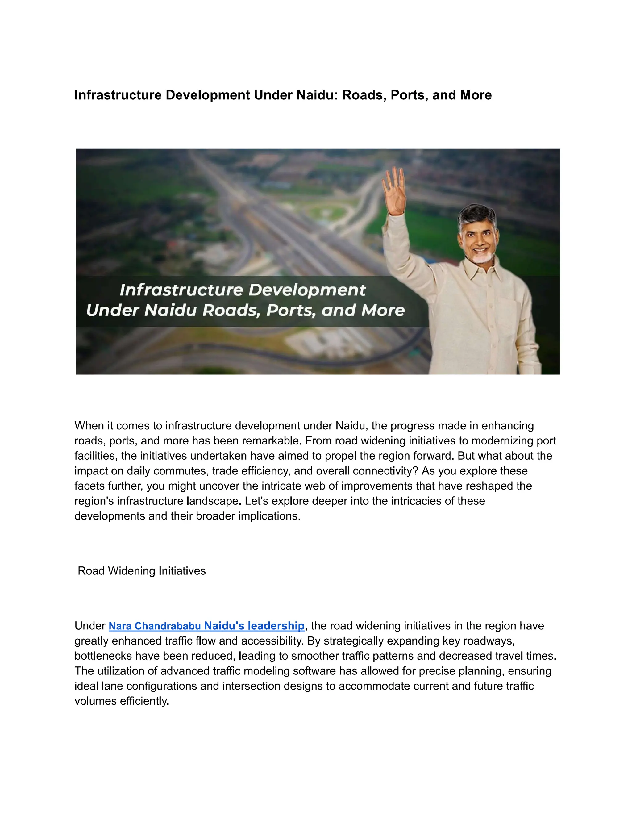Infrastructure Development Under Naidu: Roads, Ports, and More | PDF ...