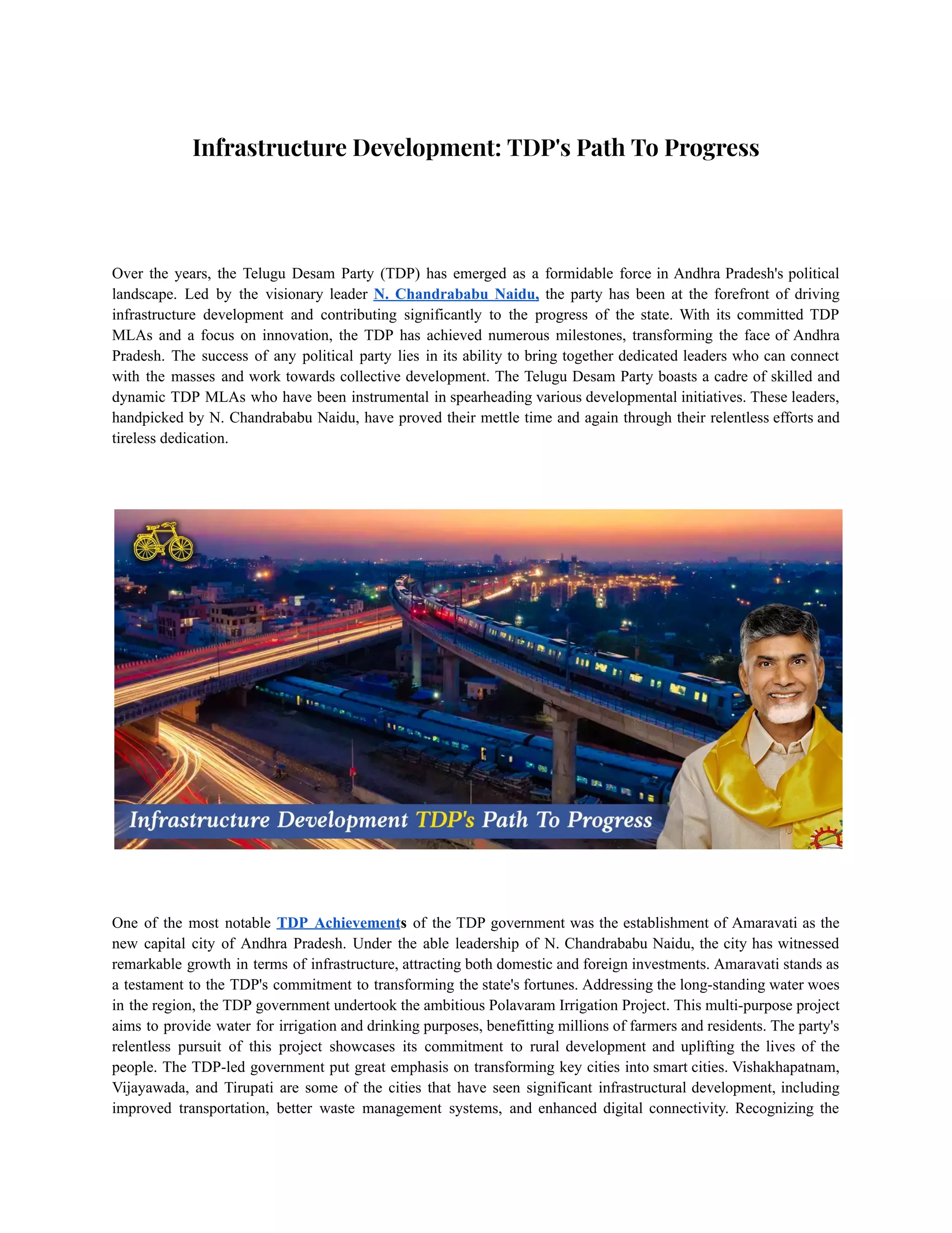 Infrastructure Development: TDP's Path To Progress | PDF