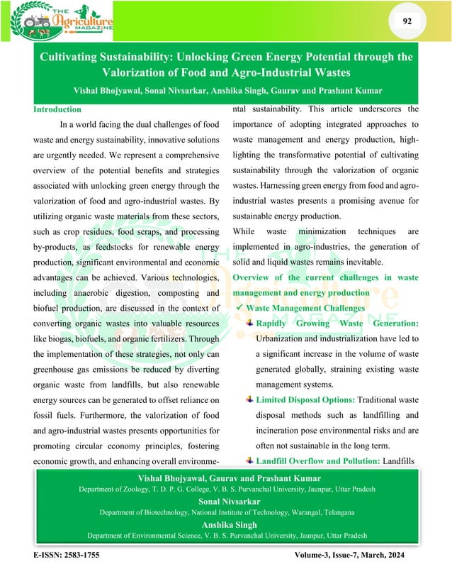 Cultivating Sustainability: Unlocking Green Energy Potential through ...