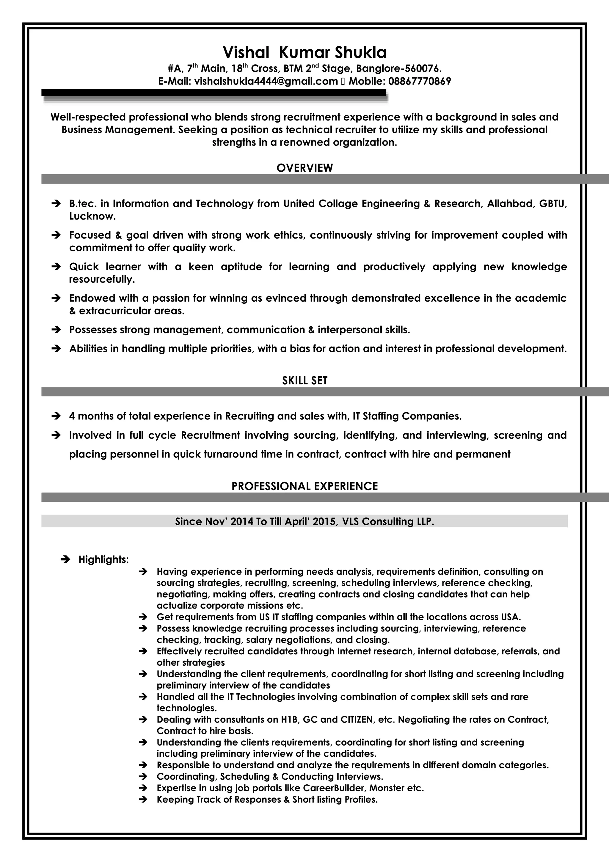 Vishal kumar shukla resume | PDF