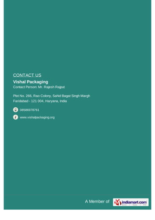 Vishal Packaging, Faridabad, Band Sealing Machine | PDF | Manufacturing Industry | Industries