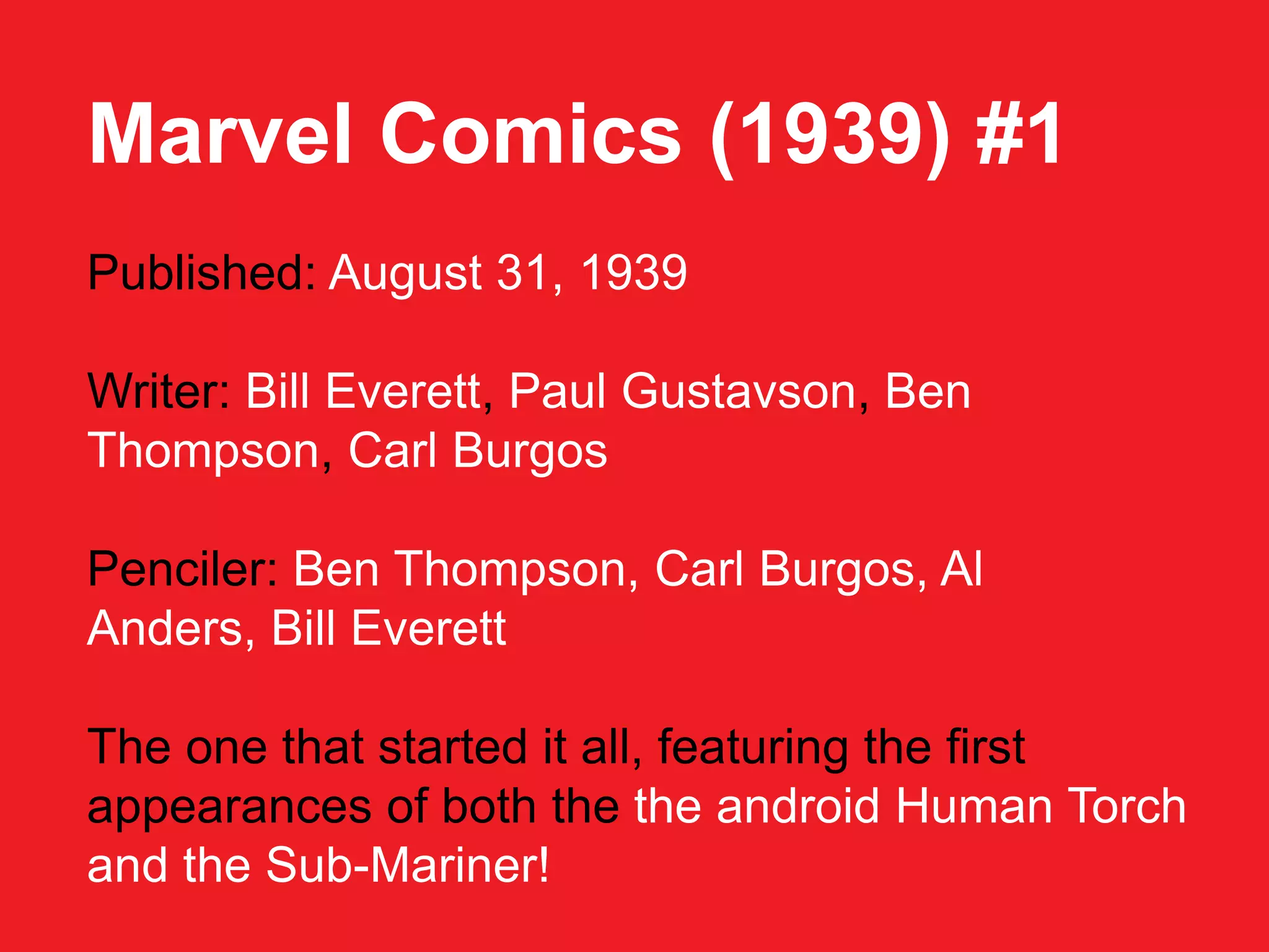 A BRIEF HISTORY OF MARVEL COMICS AND CINEMATIC UNIVERSE | PPTX