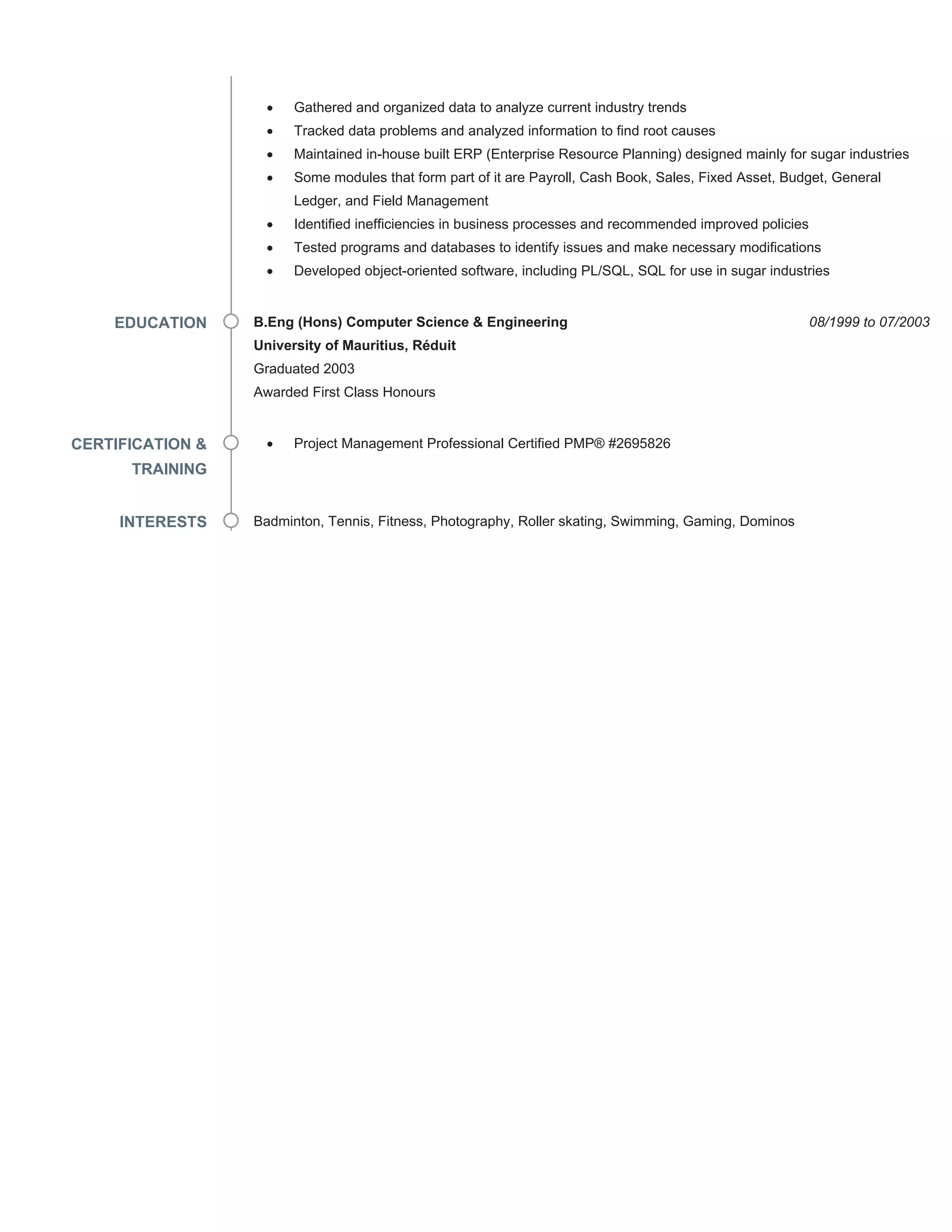 Resume Senior Project Manager Ict Pdf