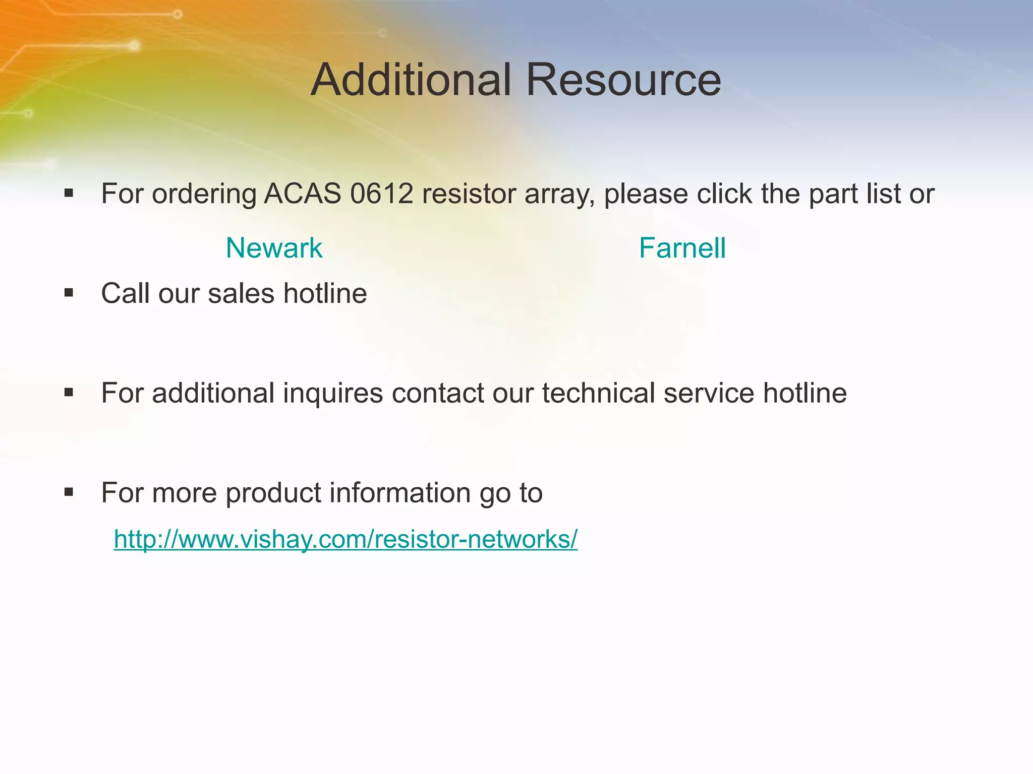 ACAS Thin Film Chip Resistor Array Family | PPT