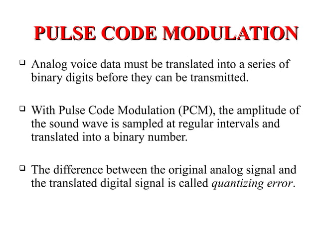 Pulse Code Modulation Pcm Ppt