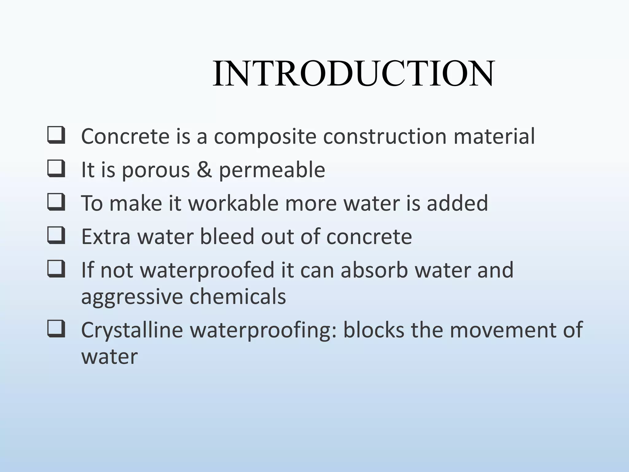 Crystalline waterproofing technology | PPTX