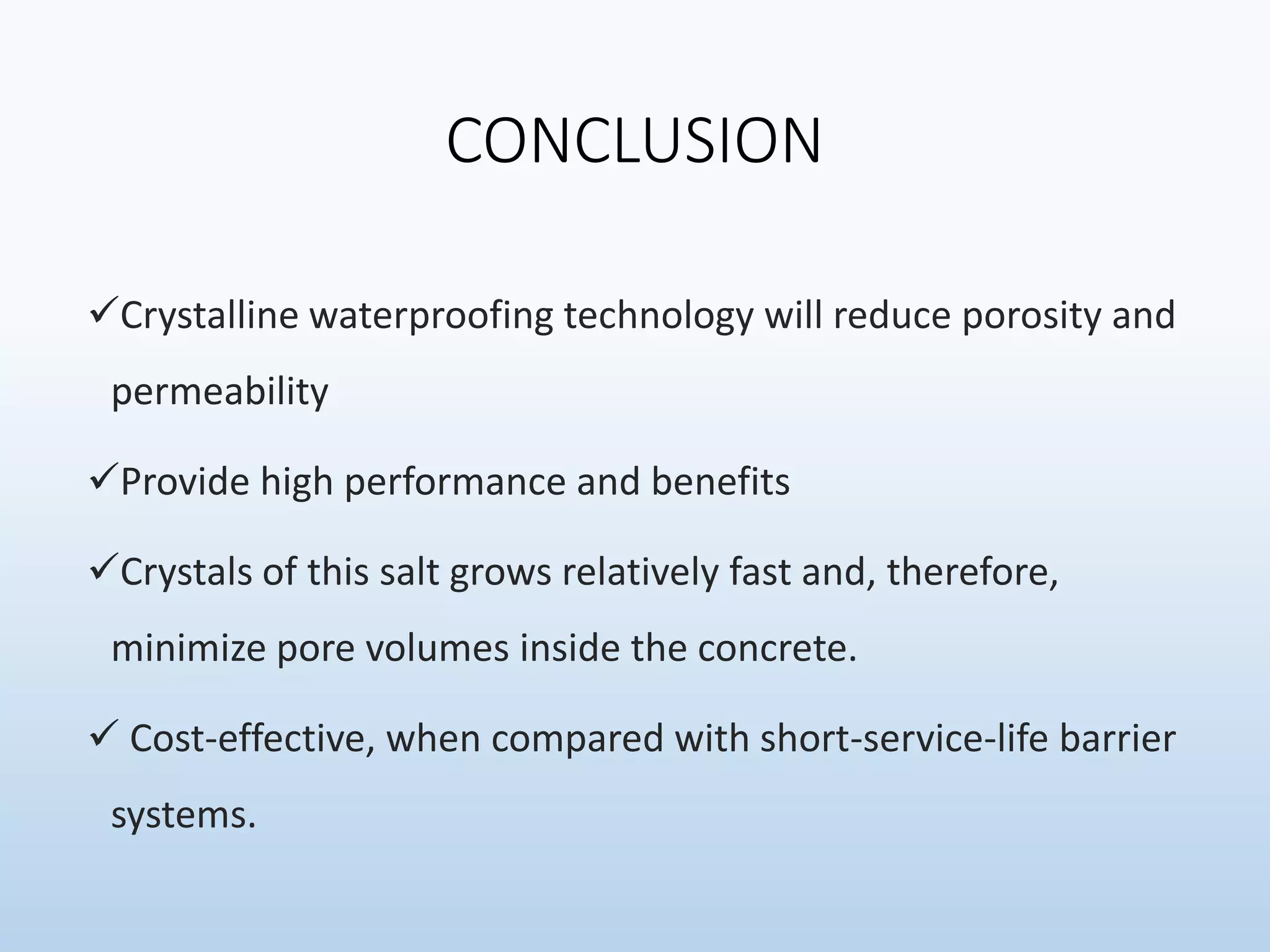 Crystalline waterproofing technology | PPTX