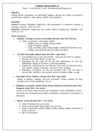 Vishnu Bharadwaj | DOCX | Automotive Industry | Industries