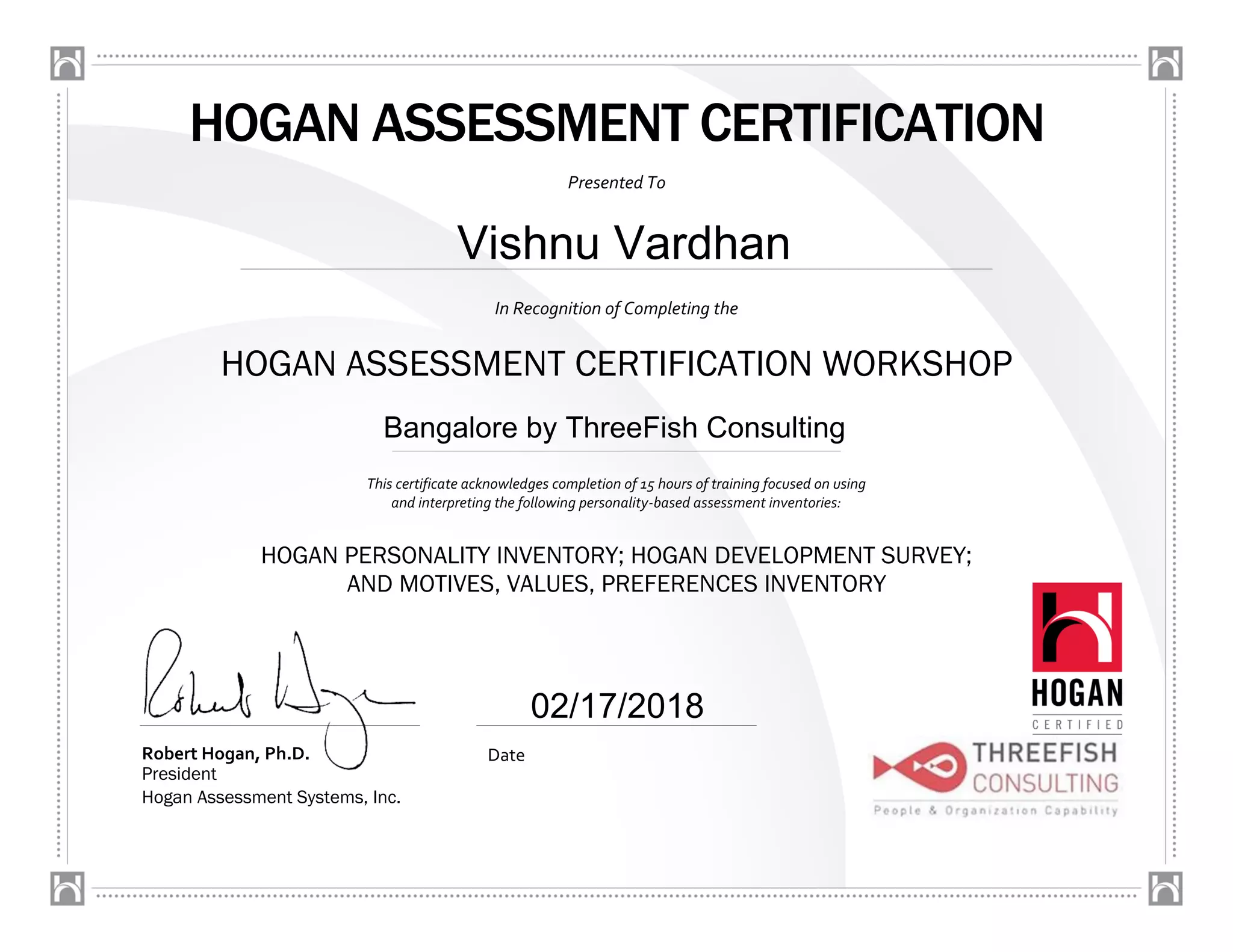 Vishnu Vardhan Hogan Certified | PPT