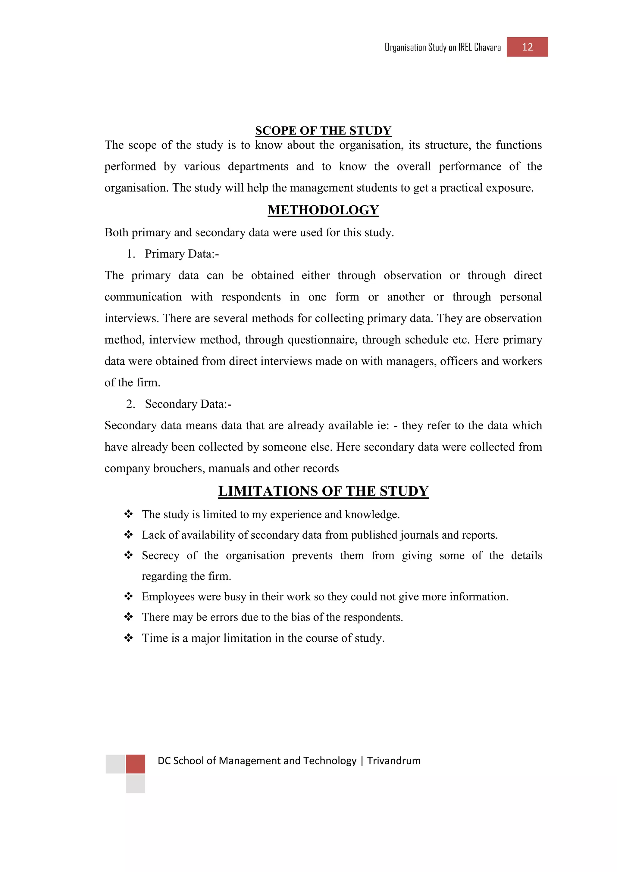 IREL ORGANISATION STUDY Report | PDF