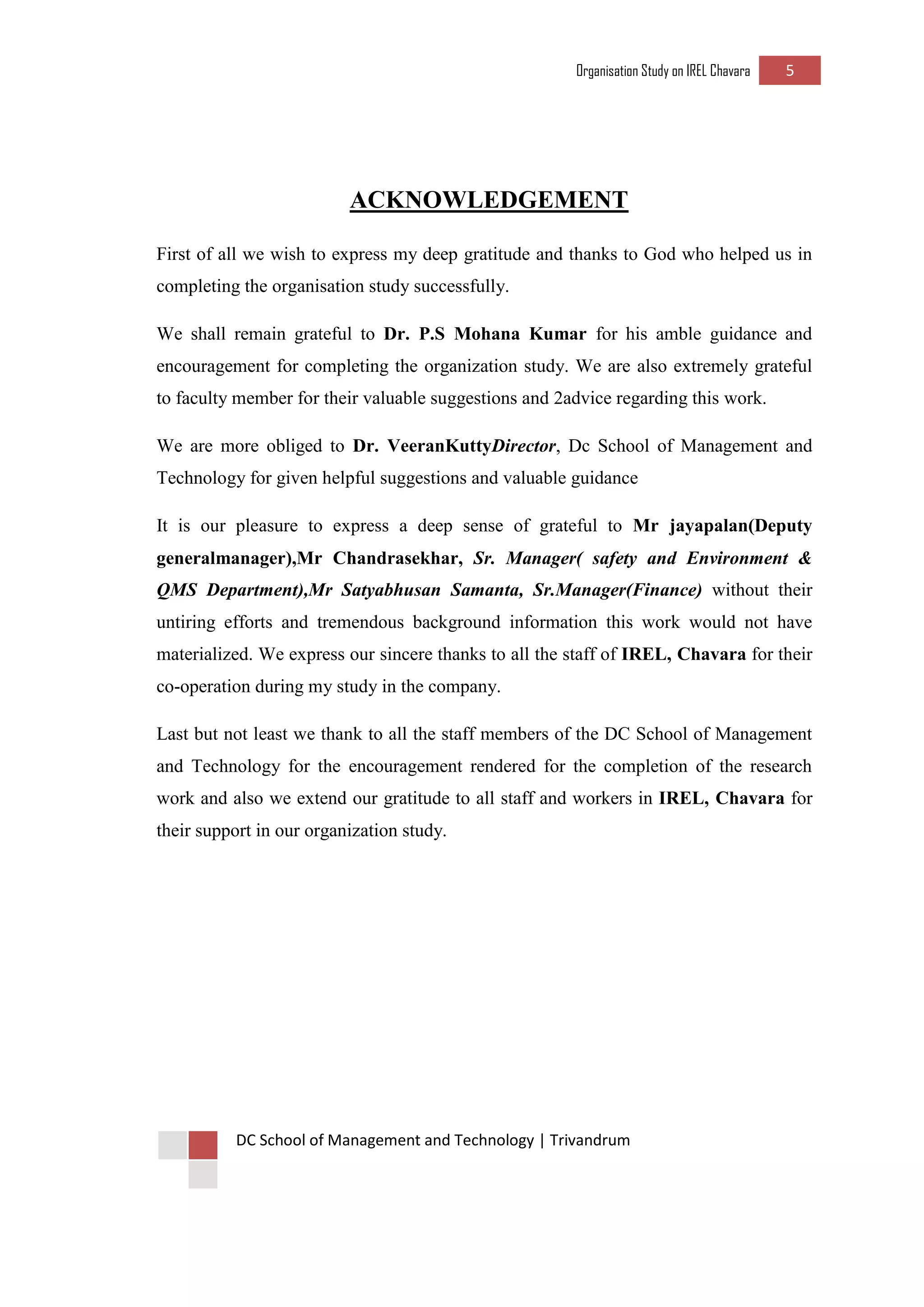 IREL ORGANISATION STUDY Report | PDF