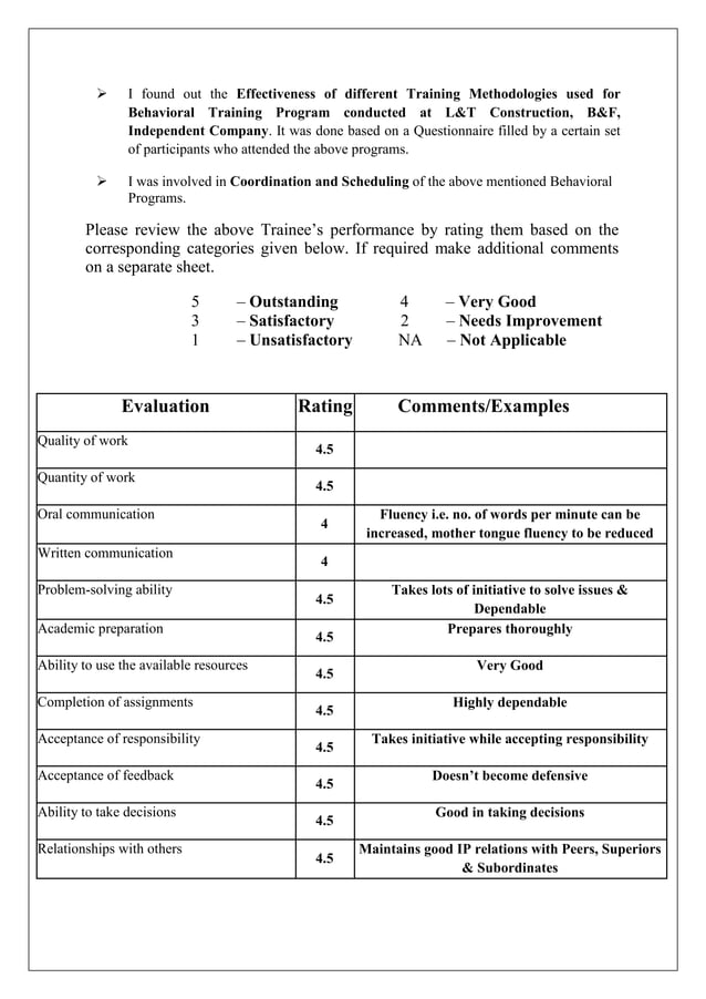 Vishnu lt evaluation form final | PDF
