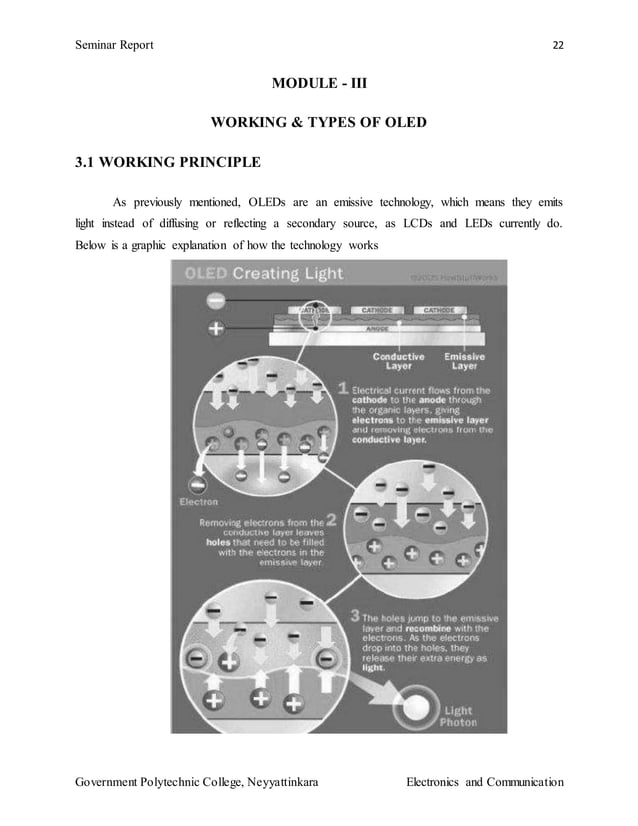 OLED Seminar Report | DOCX | Technology & Computing