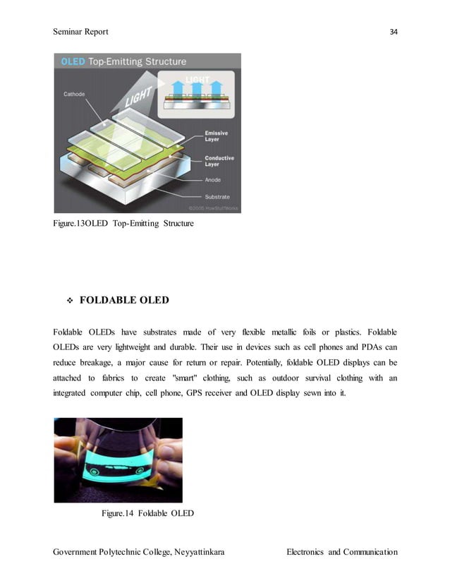OLED Seminar Report | DOCX | Technology & Computing