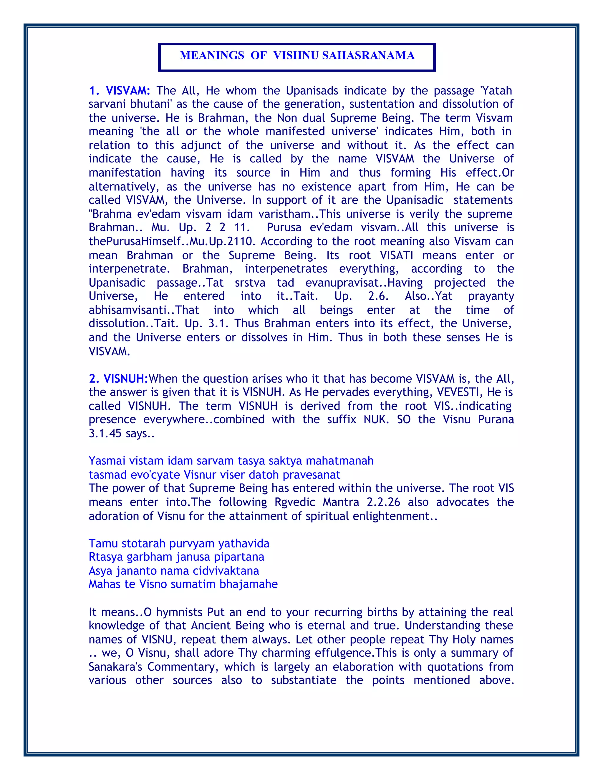 VishnuSahasraMeaning.pdf | Hinduism | Religion & Spirituality