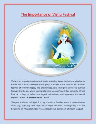Vishu is an important and ancient hindu festival of kerala | PDF
