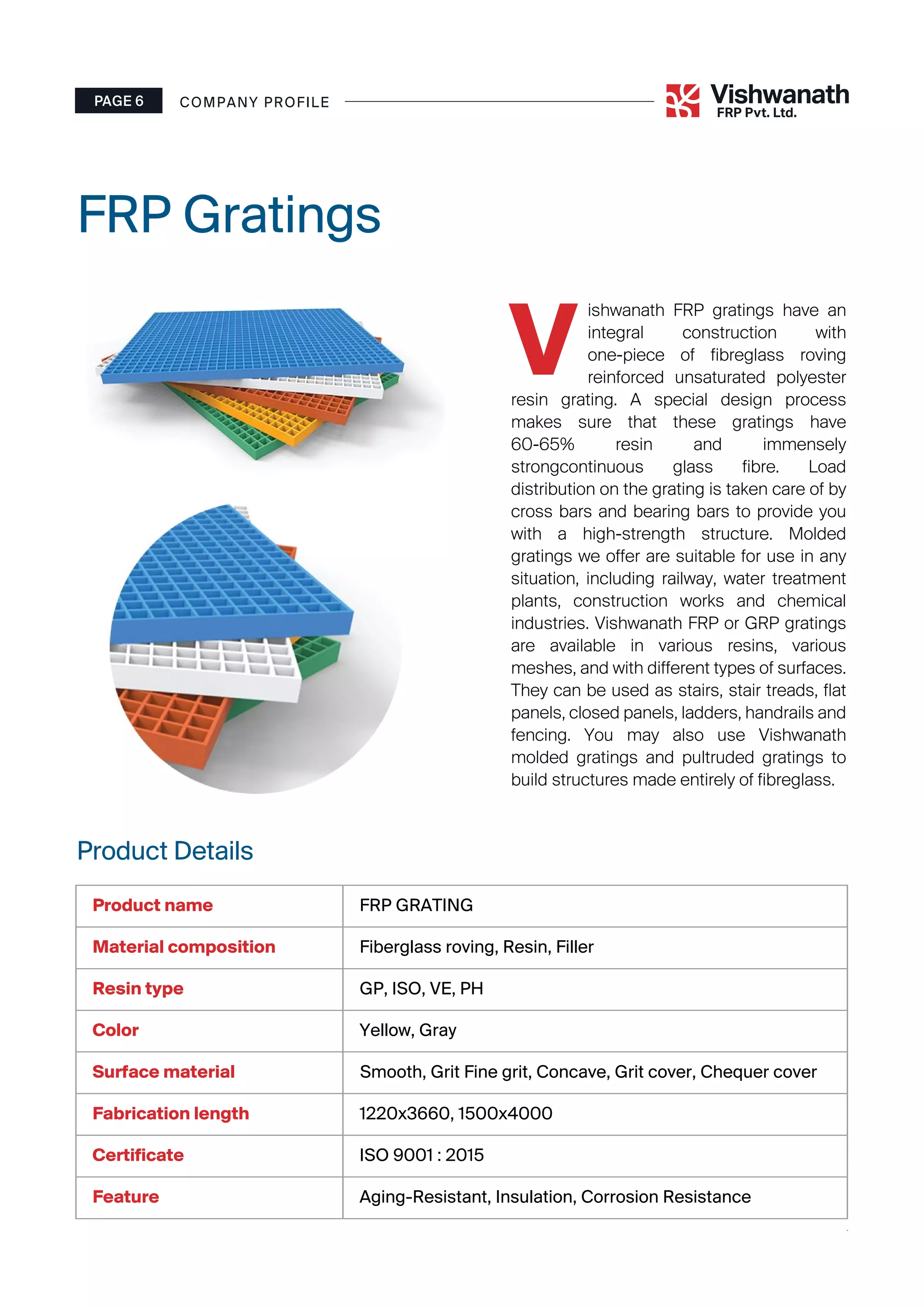 FRP GRATING AND STORAGE TANKS By Vishwanath Fibre - Glass Reinforced ...