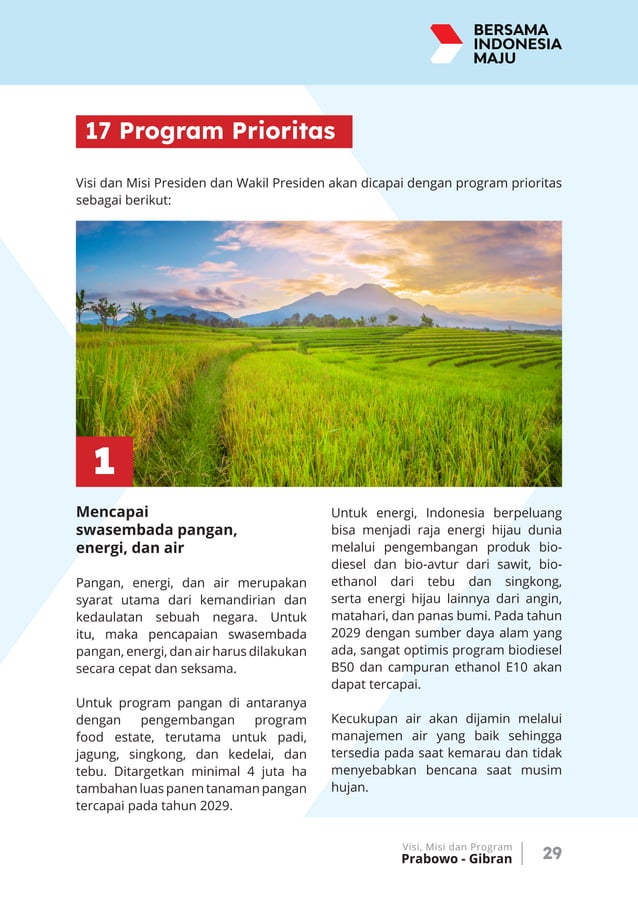 VISI MISI PASLON 02: PRABOWO SUBIANTO - GIBRAN | PDF