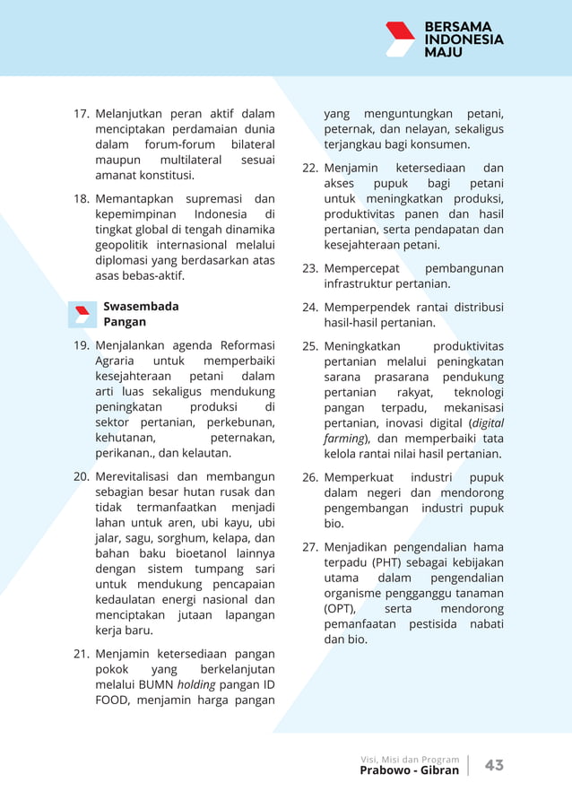 VISI MISI PASLON 02: PRABOWO SUBIANTO - GIBRAN | PDF