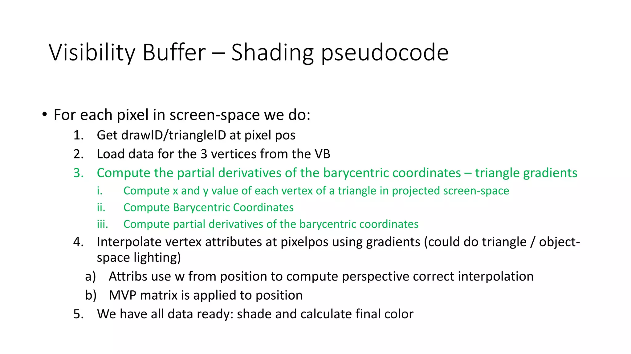 Triangle Visibility buffer | PPTX
