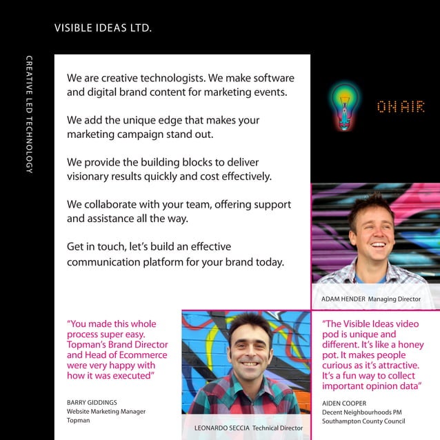 Visible Ideas ltd Creative Technologists | PPT