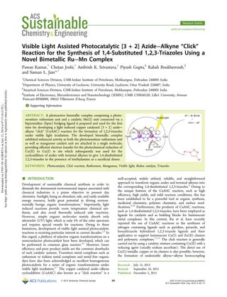 Visible Light Assisted Photocatalytic [3 + 2] Azide−Alkyne “Click ...