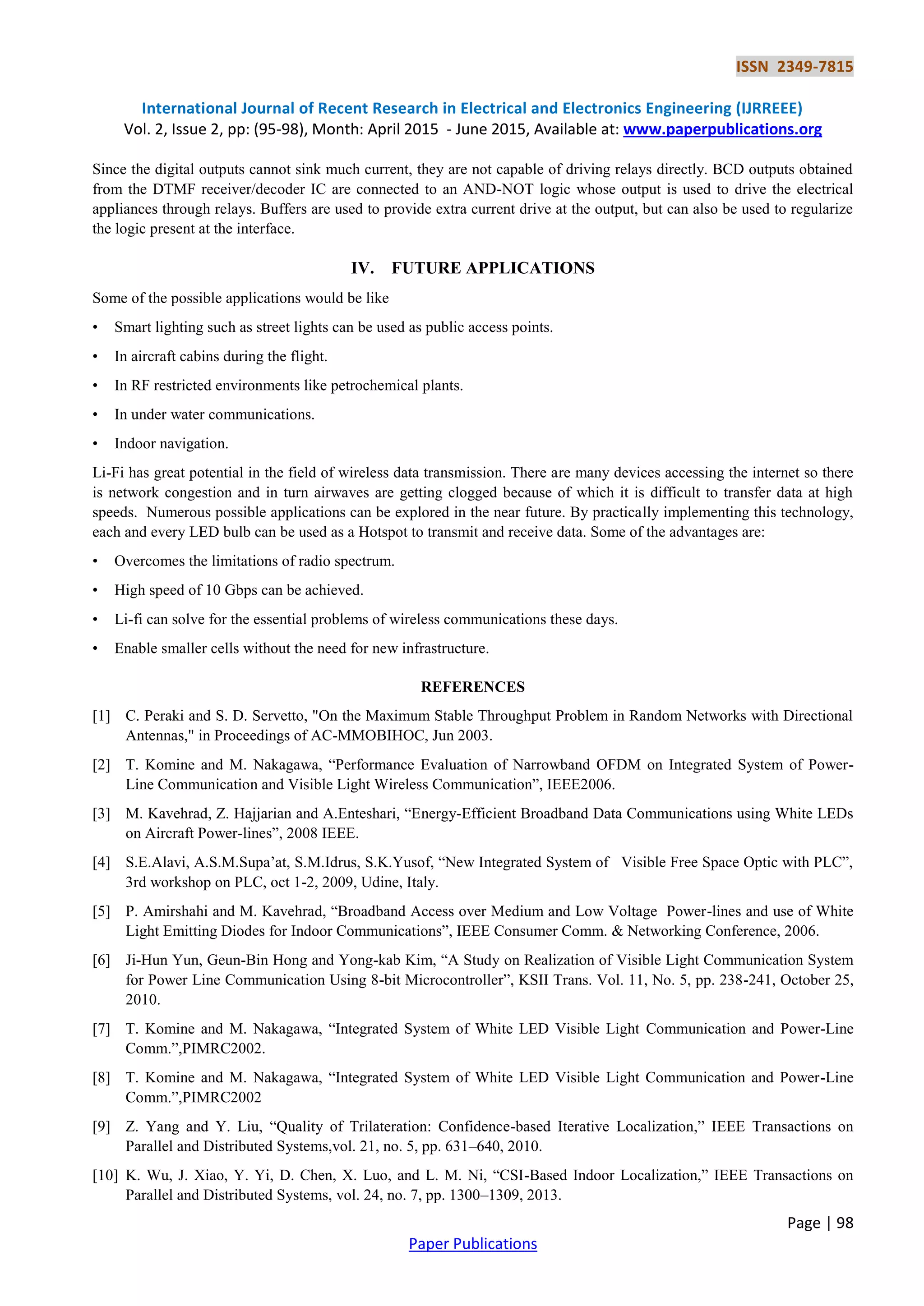Visible Light Communication and Device Switching Using Embedded Web Server | PDF