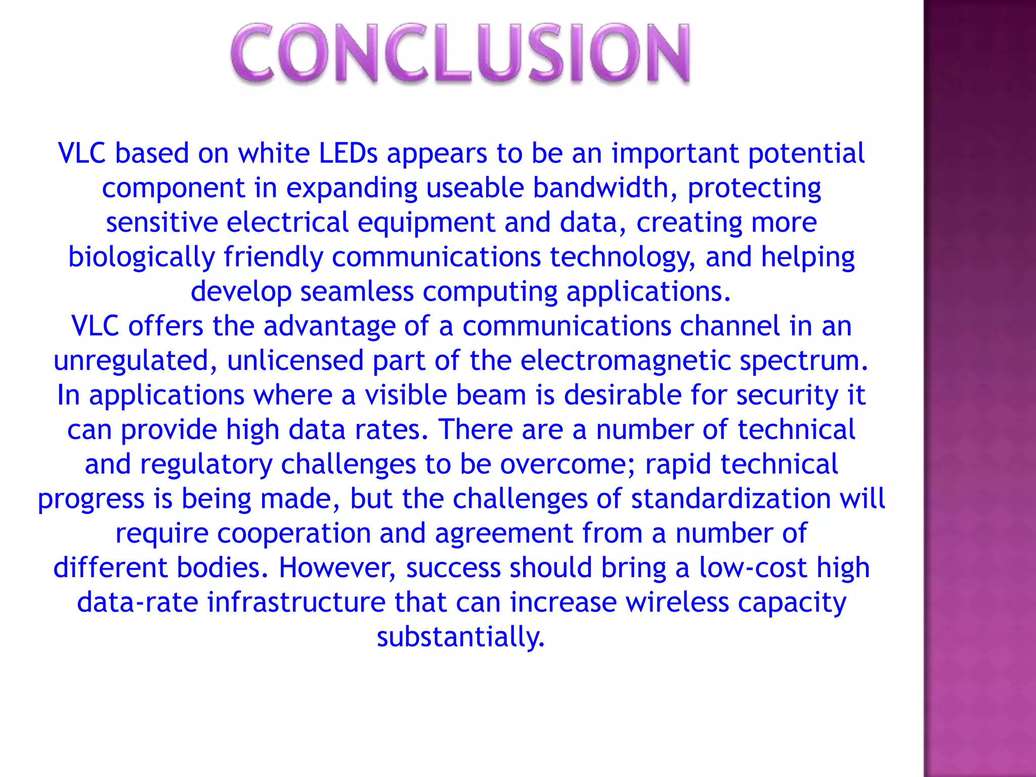 VLC Visible light communication (leaders of li fi) | PPSX