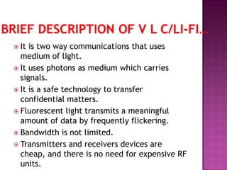 VLC Visible light communication (leaders of li fi) | PPSX