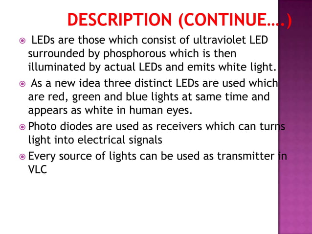 Vlc Visible Light Communication Leaders Of Li Fi Ppsx Computer Networking Computing