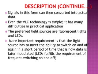 VLC Visible light communication (leaders of li fi) | PPSX