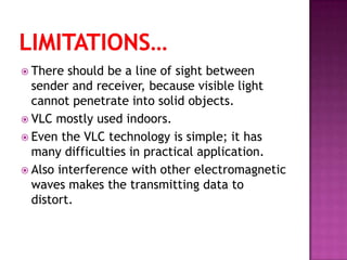 VLC Visible light communication (leaders of li fi) | PPSX
