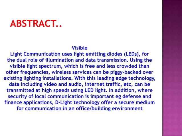VLC Visible light communication (leaders of li fi) | PPSX | Computer ...