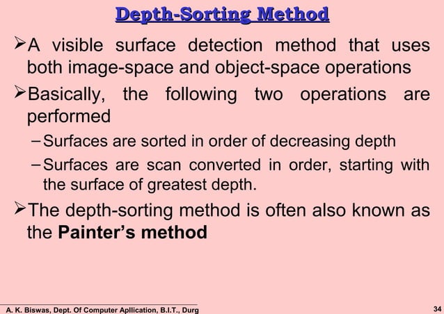 Visible Surface Detection | PPT | 3-D Graphics | Computer Software and ...