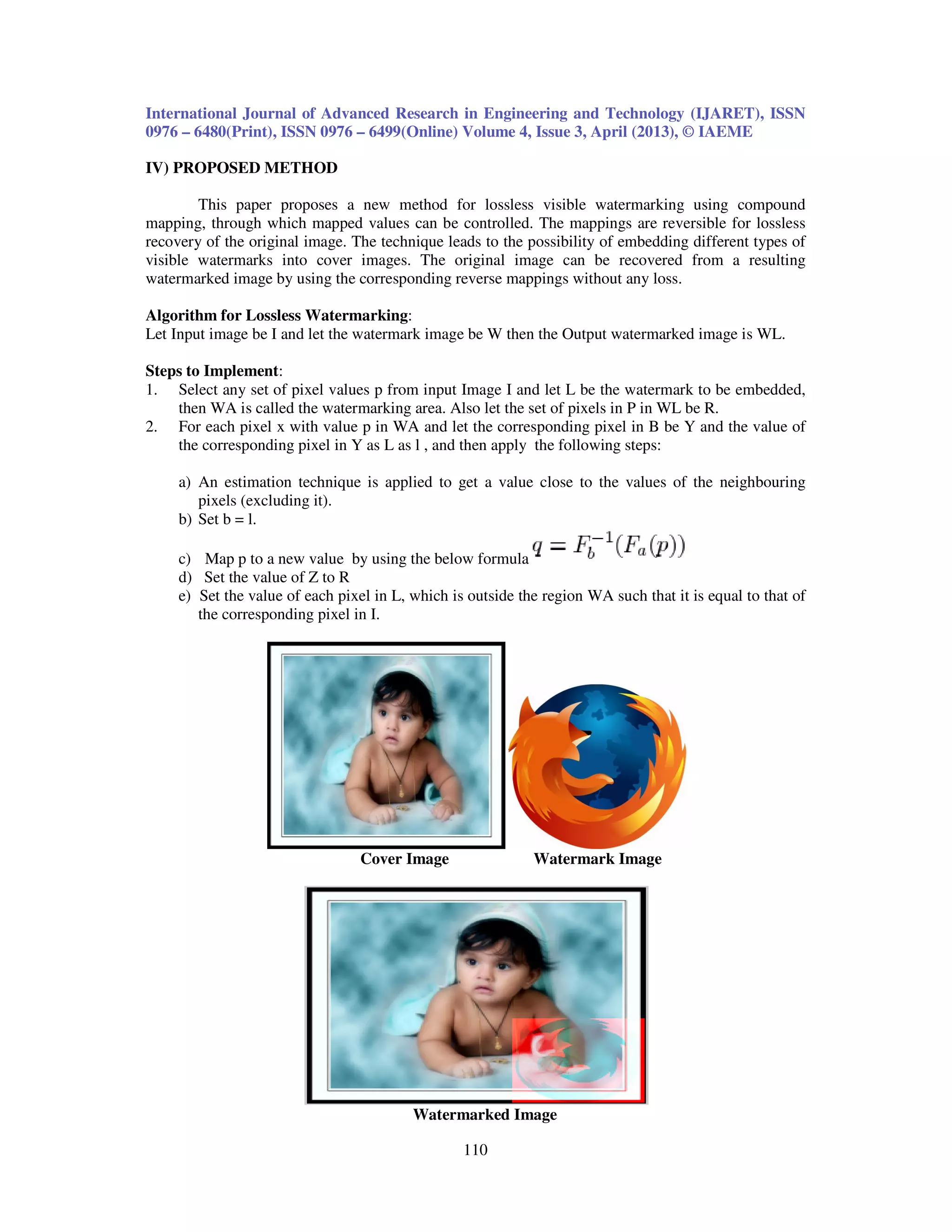 Visible watermarking using spread spectrum | PDF