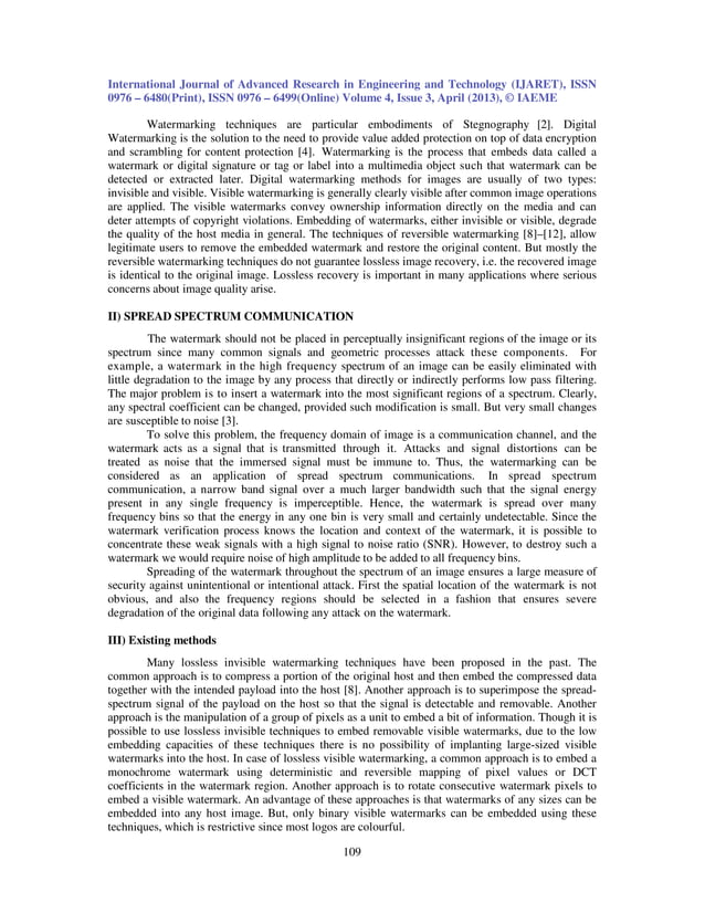 Visible watermarking using spread spectrum | PDF