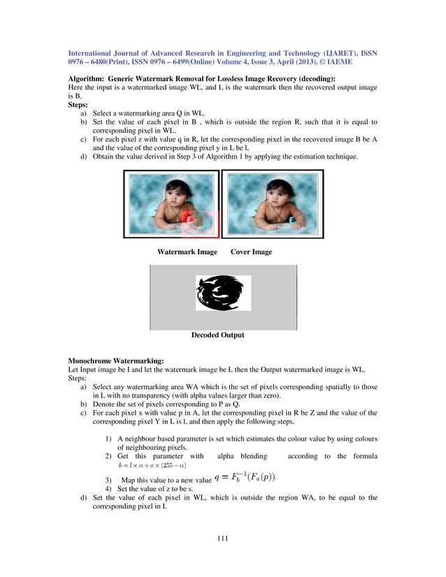 Visible watermarking using spread spectrum | PDF