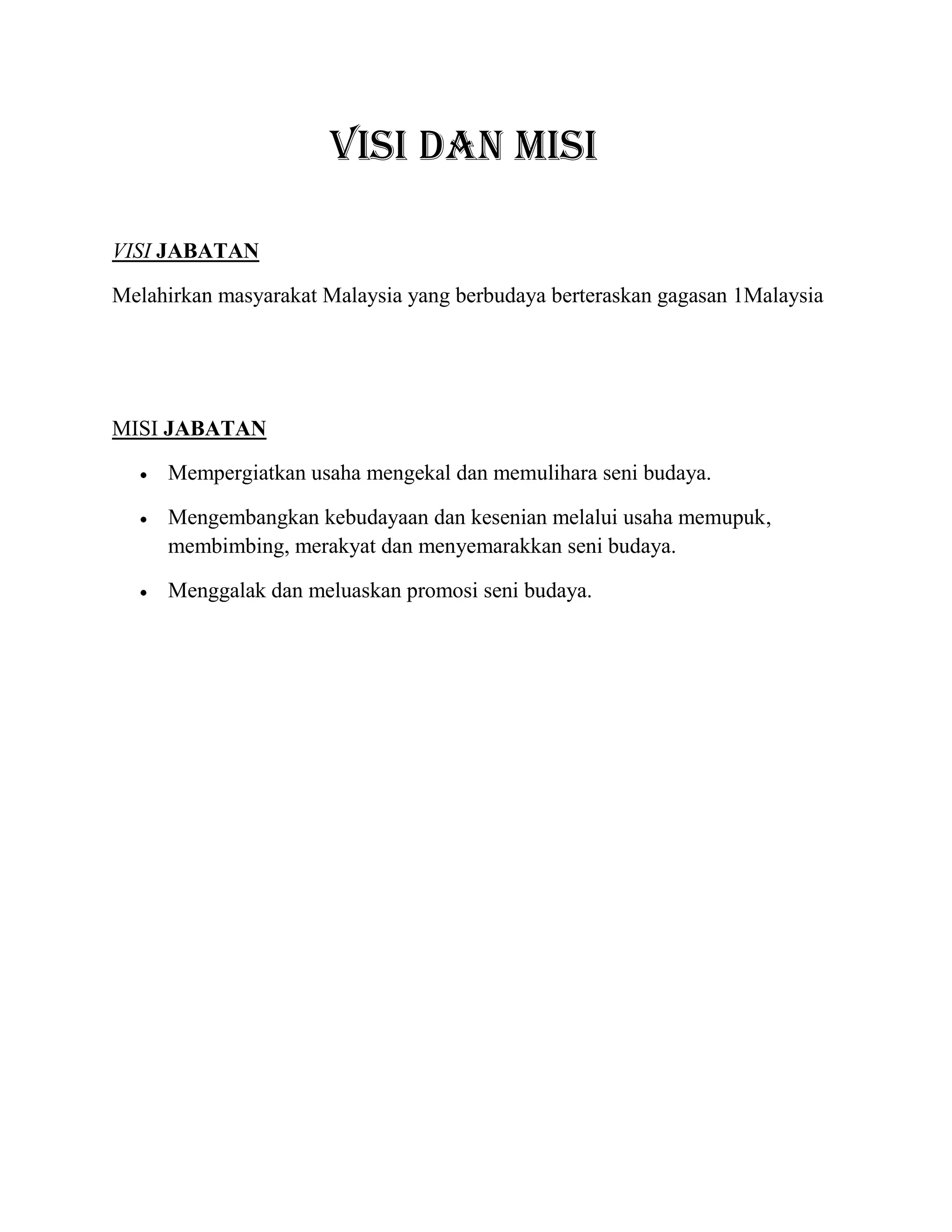 Visi dan misi | DOCX