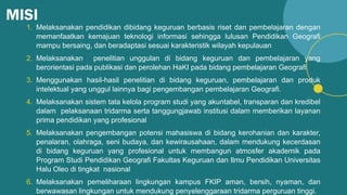 VISI DAN MISI pend geografi fkip universitas haluoleio | PPT