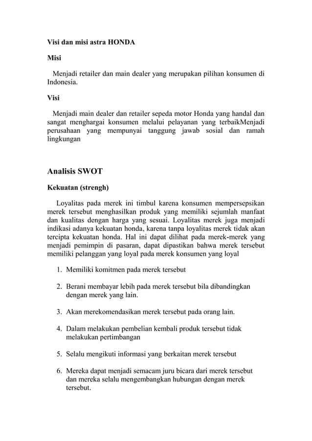 Visi dan misi astra honda | DOC