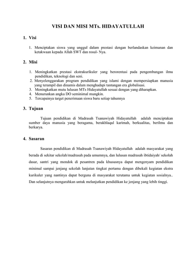 Visi dan misi m ts | DOCX
