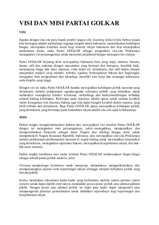 Visi dan misi partai golkar | PDF