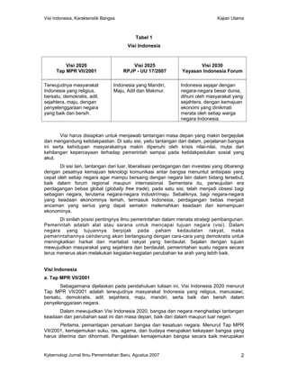 Visi Indonesia, Karakteristik Bangsa dan Tantangan Ilmu Pemerintahan | PDF
