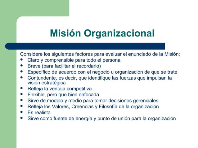 Visión y misión organizacional | PPT