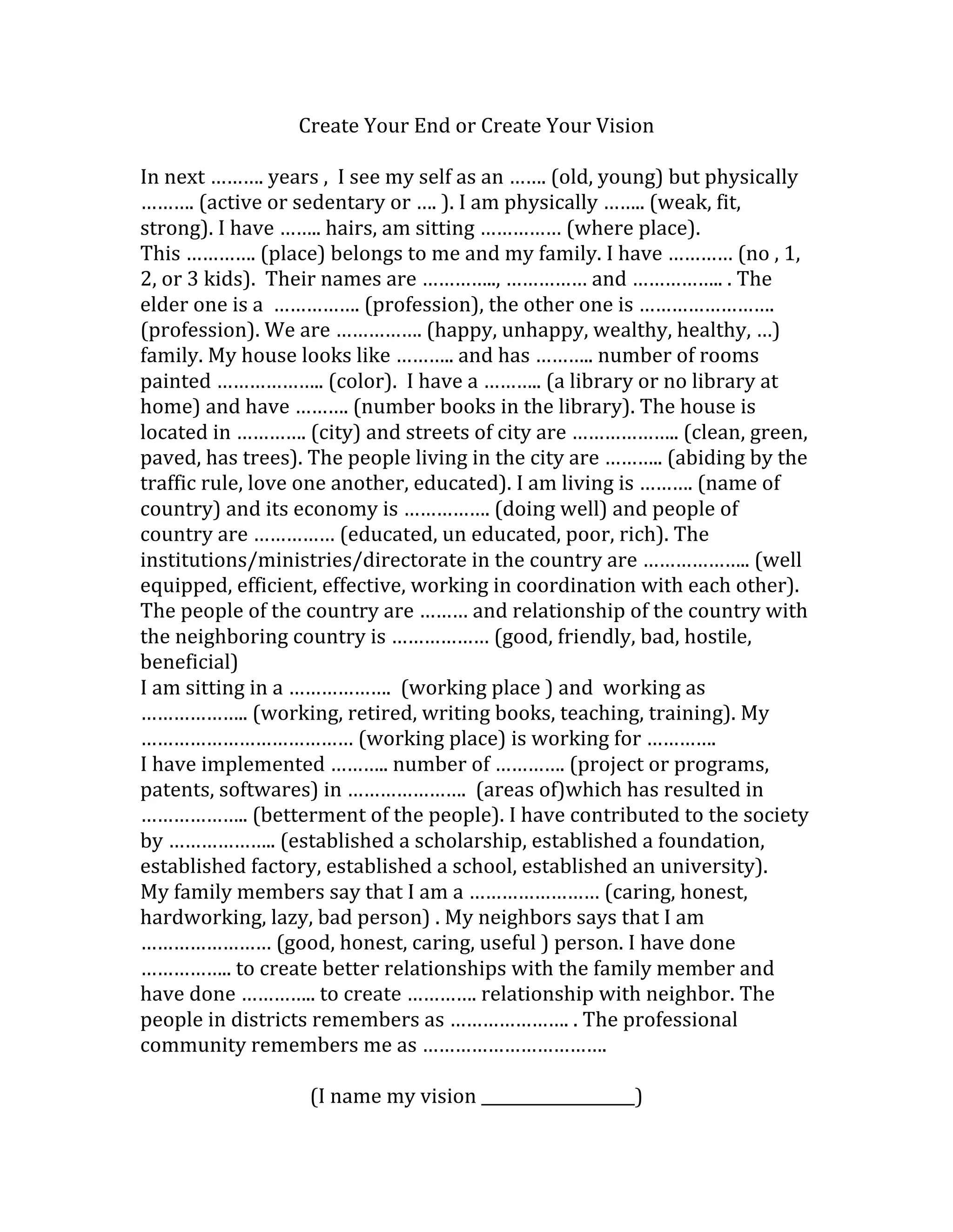 How Create Personal Vision for Yourself ? | PDF