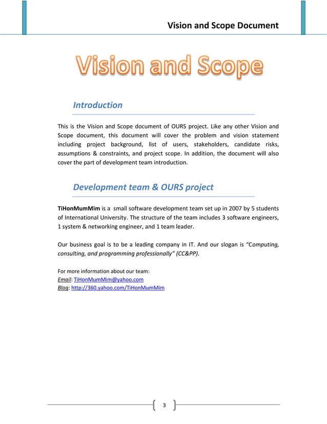 Vision And Scope Document | PPT